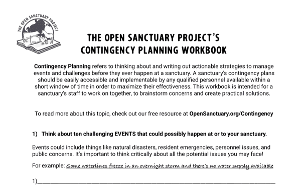 The Open Sanctuary Project's Contingency Planning Workbook - The Open Sanctuary Project