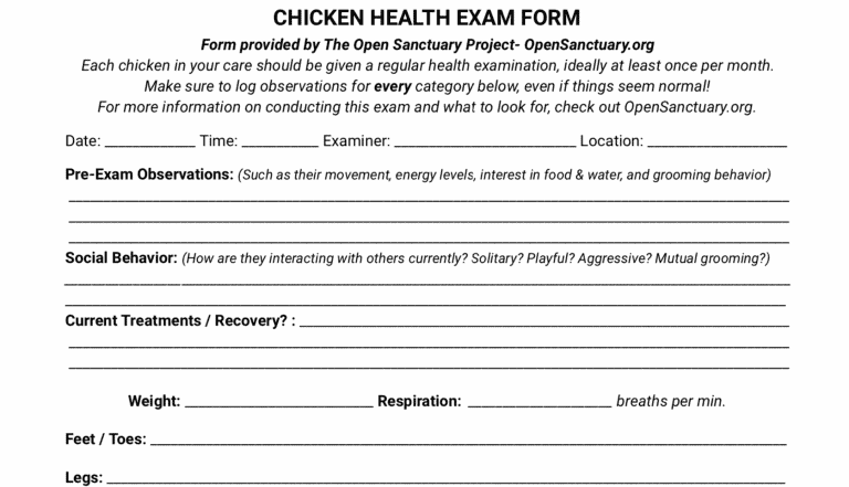 The Open Sanctuary Project's Chicken Health Exam Form - The Open ...