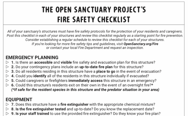 The Open Sanctuary Project’s Fire Safety Checklist - The Open Sanctuary Project