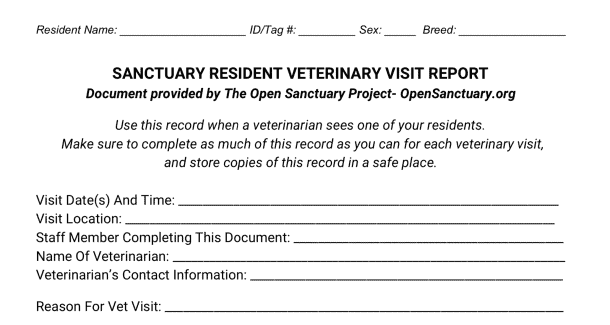 The Open Sanctuary Project's Veterinary Visit Report Form - The Open ...