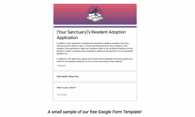 The Open Sanctuary Project's Sanctuary Resident Adoption Application ...