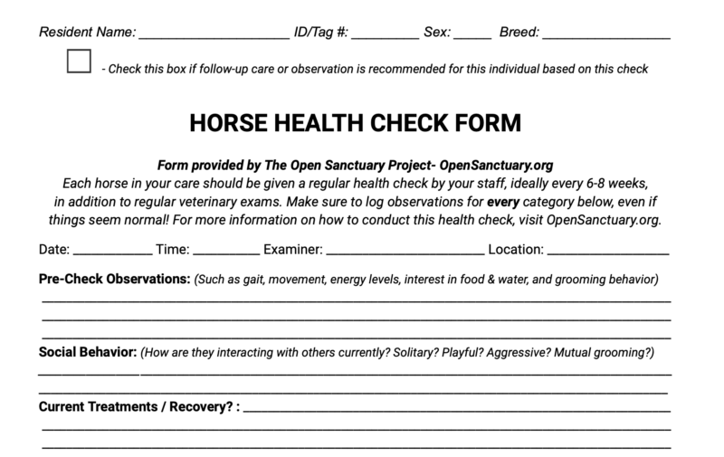 The Open Sanctuary Project's Horse Health Check Form - The Open ...